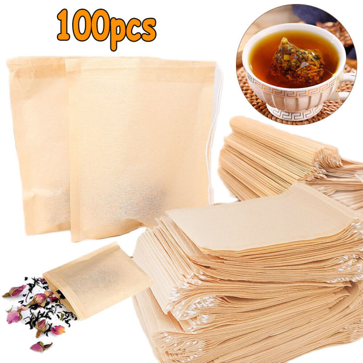 100Pcs beg teh boleh guna Teabags Biodegradable kayu pulpa kertas ...