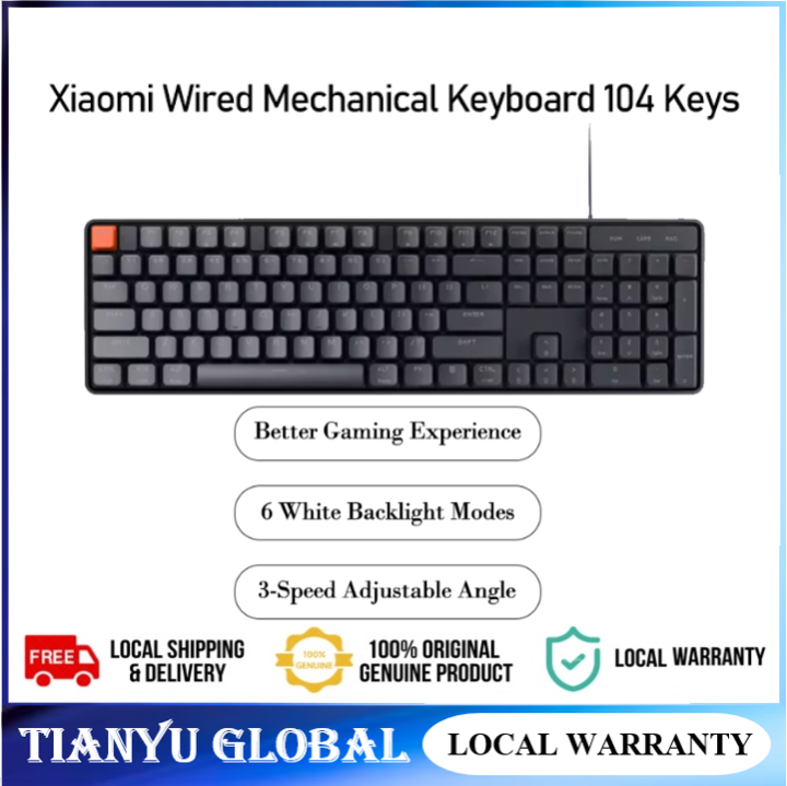 【SG READY STOCK】Xiaomi USB Wired Mechanical Keyboard 104-key Ergonomic ...