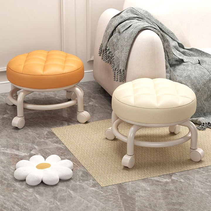 Low Rolling Stool Round Stool with Wheels Modern Low Height Rolling ...