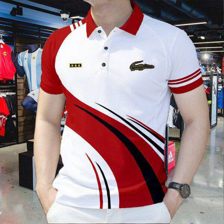 2025 Summer Polo Shirt For Men Geometric Print Polo T Shirts For Men ...