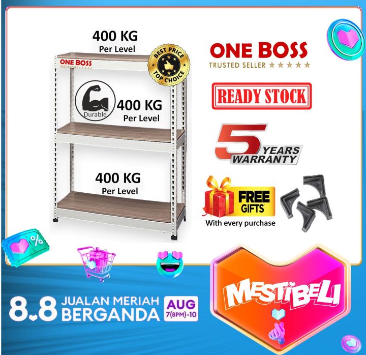ONE BOSS 3 LEVELS HIGH QUALITY BOLTLESS RACKING HOME STORAGE WAREHOUSE ...