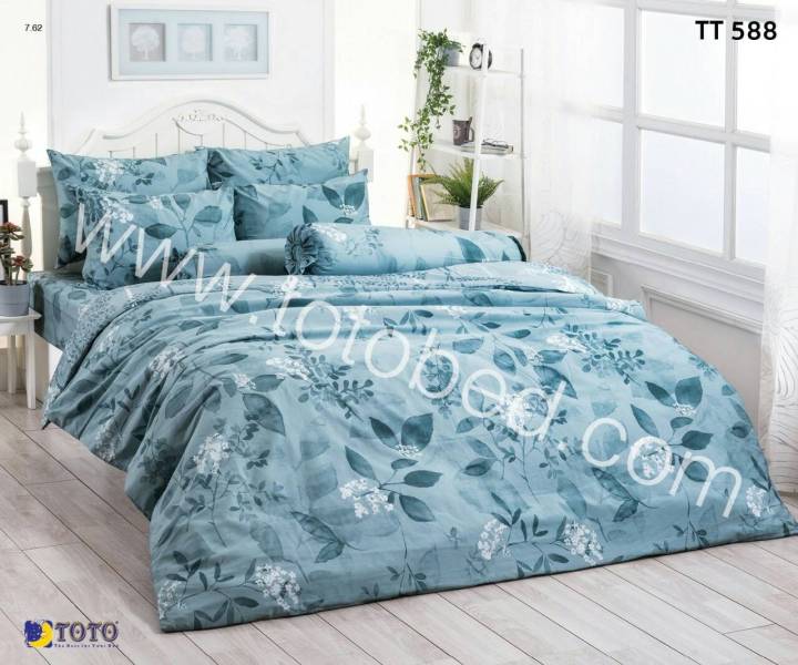Toto โตโต้ ชุดผ้าปู+นวม (3.5/ 5/ 6ฟุต) ครบชุด รหัสสินค้า TT588 ลายใบไม้ ...