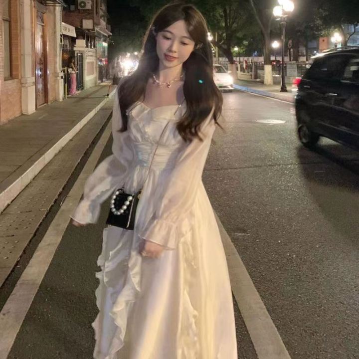 Musim Semi Dan Musim Gugur Rok Peri Pinggang Desain Gaun Lengan Panjang ...