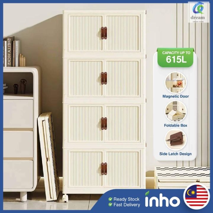 INHO 1/2/3/4/5 Layers 2 Doors Checkers Storage Cabinet Unique Foldable ...