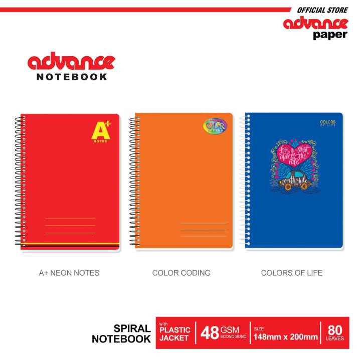 Advance Generic Design Spiral Notebooks - 80leaves - with plastic ...