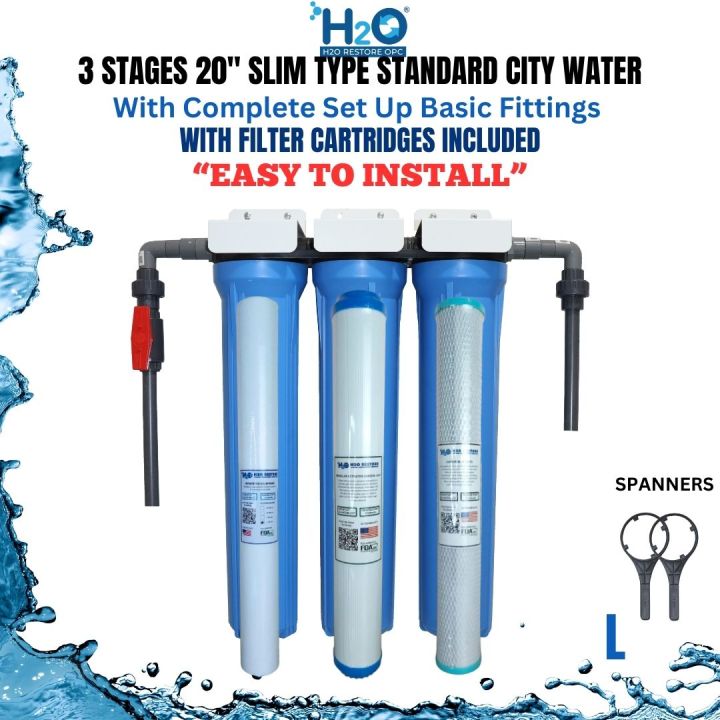 Water Filtration System 3 Stages 20" Slim Type City Water Standard Set ...