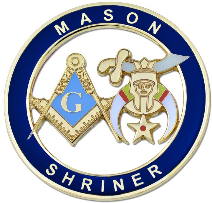 Mason Shriner Masonic Auto Emblem - [Blue & Gold][3'' Diameter] | Lazada PH