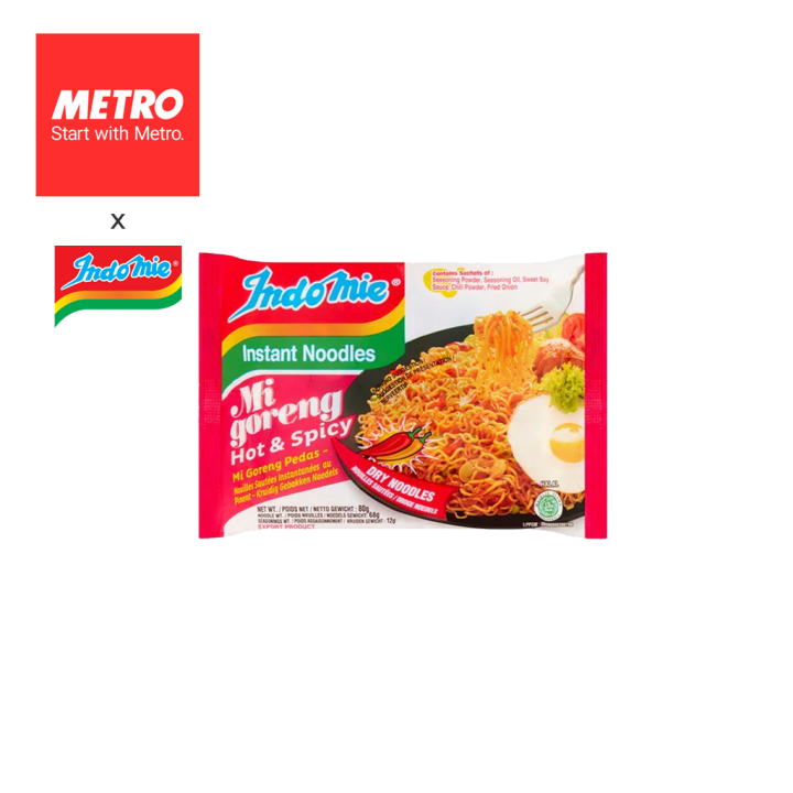 Indomie Mi Goreng Pedas Hot & Spicy Instant Noodles Pancit Canton 400g ...