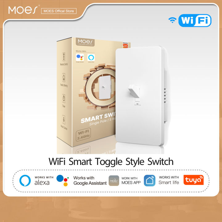 MOES Tuya WiFi Smart Toggle Style Switch US Neutral Wire Required 3-Way ...