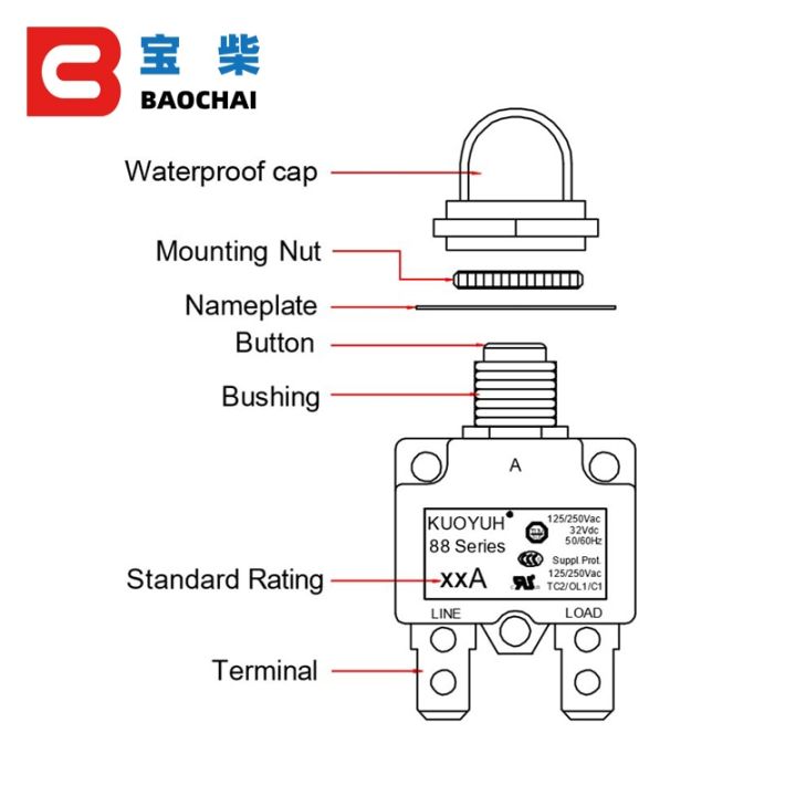 Taiwan KUOYUH Overload Protector 3A/4/5/6/7/8/10/12/15A Reset Motor ...