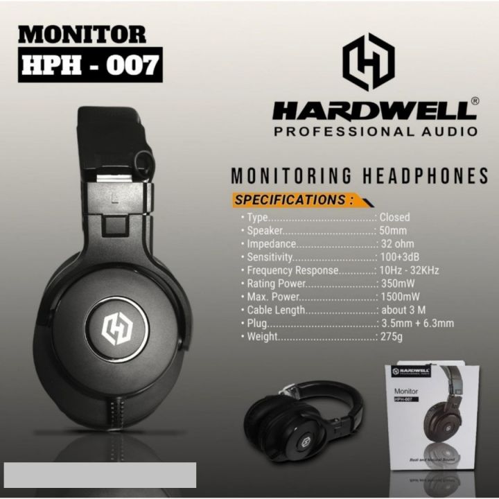 Headphone Hardwell HPH 007 / HPH007 Original Monitor Hardwell | Lazada ...