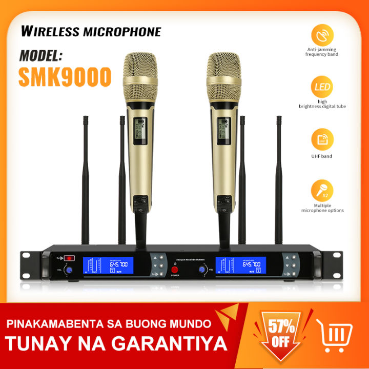 【COD】 SKM9000 1 para sa 2 Wireless Microphone 2 Handheld Microphone ...