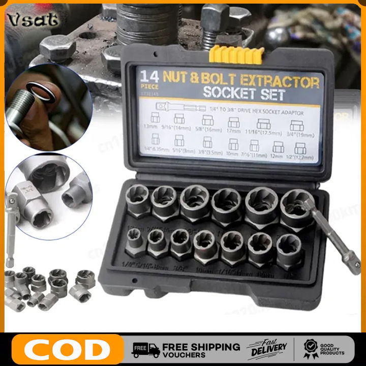 14Pcs/Set Broken Nut Bolt Extractor Socket Head To Take Hexagonal Screw ...