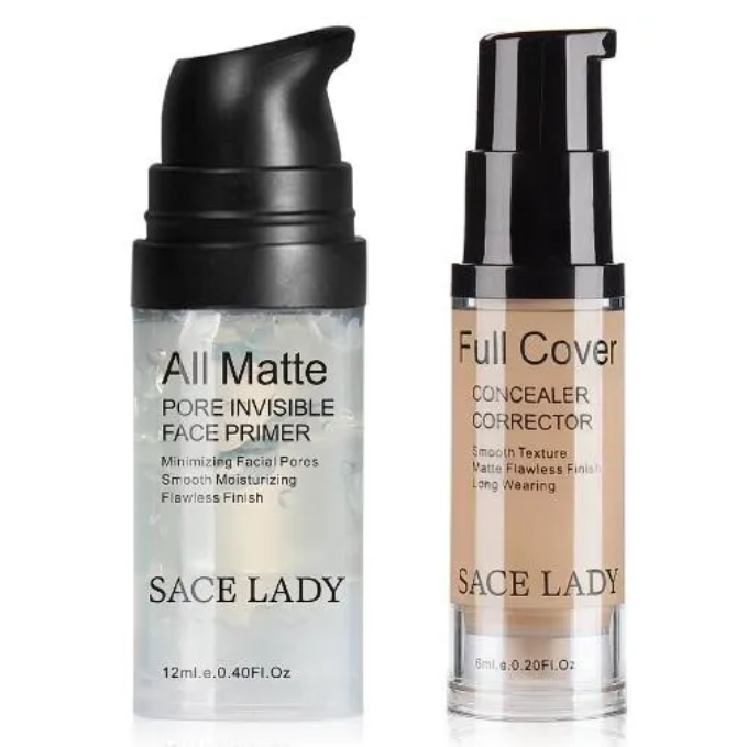 Face Makeup Set Matte Foundation Primer Full Cover Concealer Cream ...