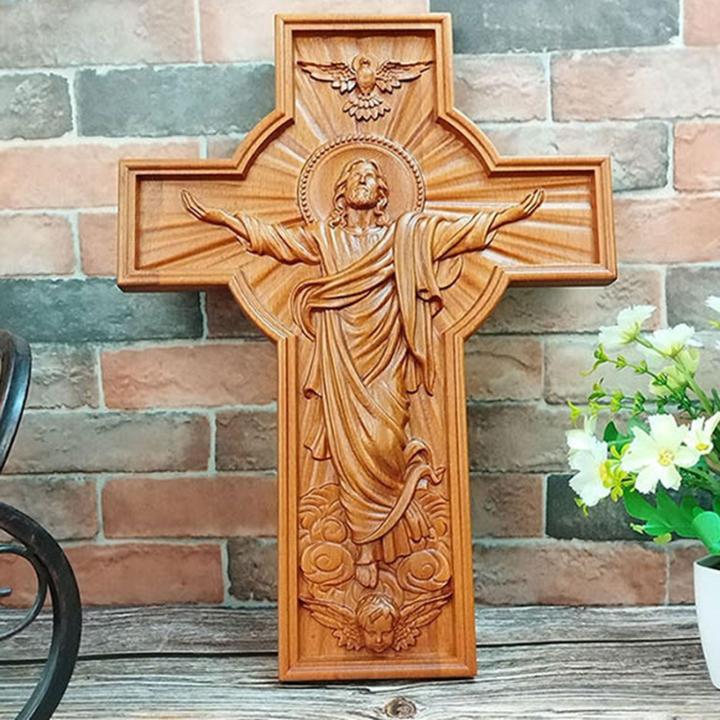 CCGenius Wood Catholic Crucifix Wall Hanging Jesus Cross Wall ...