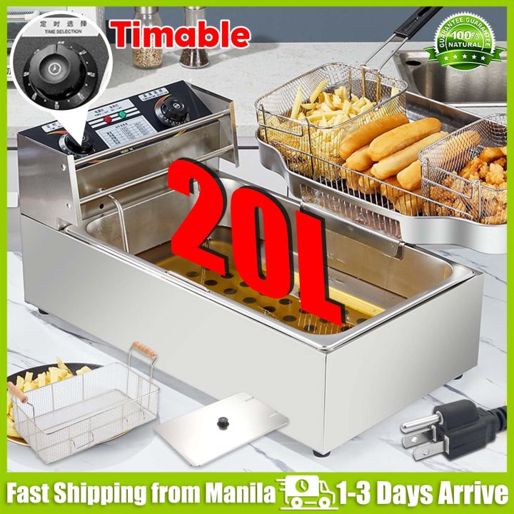 Electric Deep Fryer Heavy Duty with Strainer Stainless Steel French ...