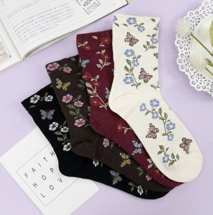 Korean Socks - Flower Butterfly Socks - Iconic Socks | Lazada PH