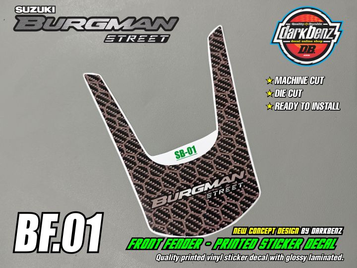 Suzuki Burgman 125 - Honeycomb Design for Front Fender Printed Sticker ...