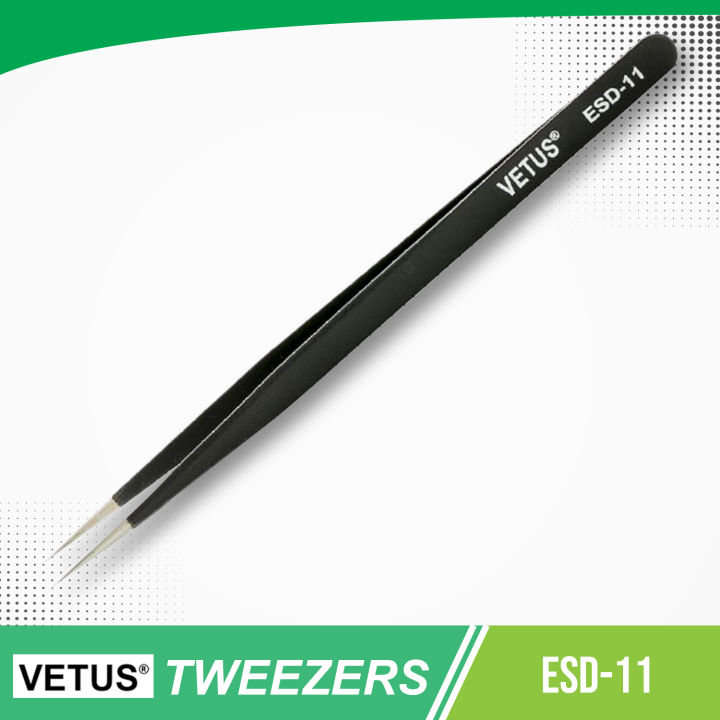 ORIGINAL VETUS Black Anti-static Tweezers ESD-11 | Lazada PH