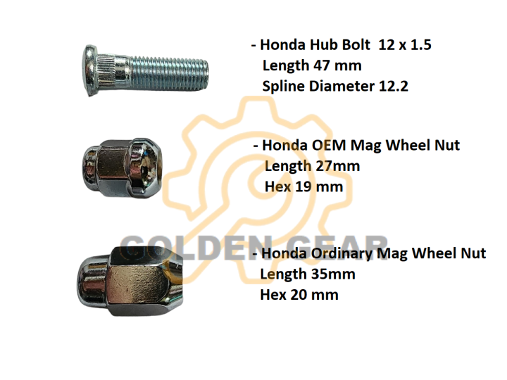 Honda Civic City Jazz Hub Bolt / Mag wheel Nut Lug nuts | Lazada PH