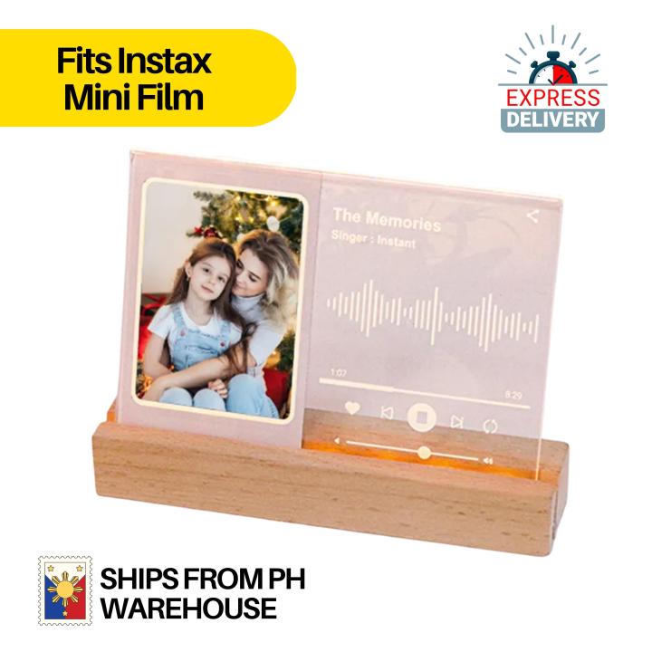 Wooden Acrylic Music Player Style LED Desktop Instax Mini Photo Frame ...