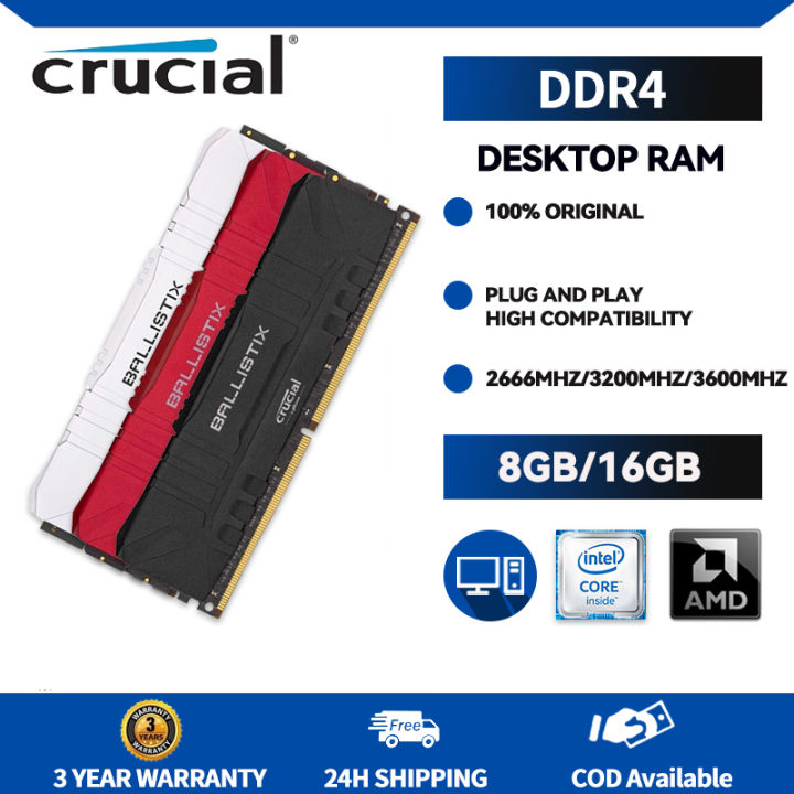 【Free shipping】Crucial Ballistix DDR4 RAM 8GB丨16GB Desktop memory ... 【Free shipping】Crucial Ballistix DDR4 RAM 8GB丨16GB Desktop memory ...