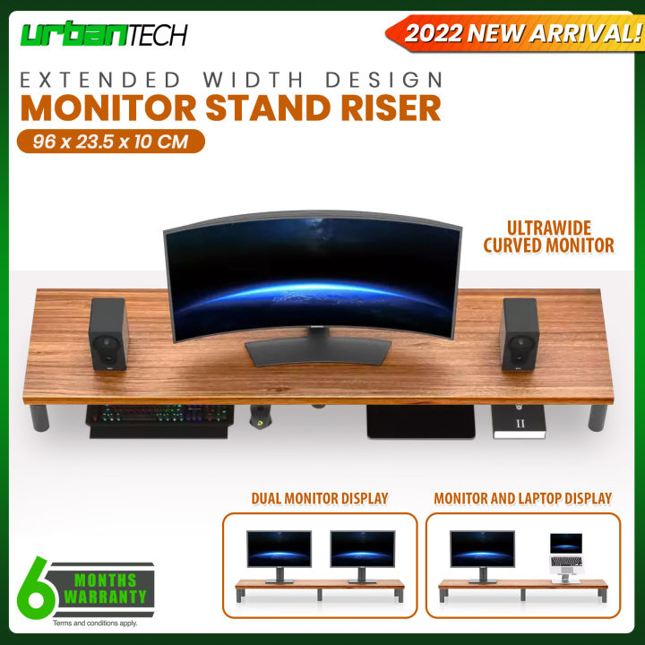 Extended Width Monitor Stand Wooden Universal Monitor Riser and Laptop ...