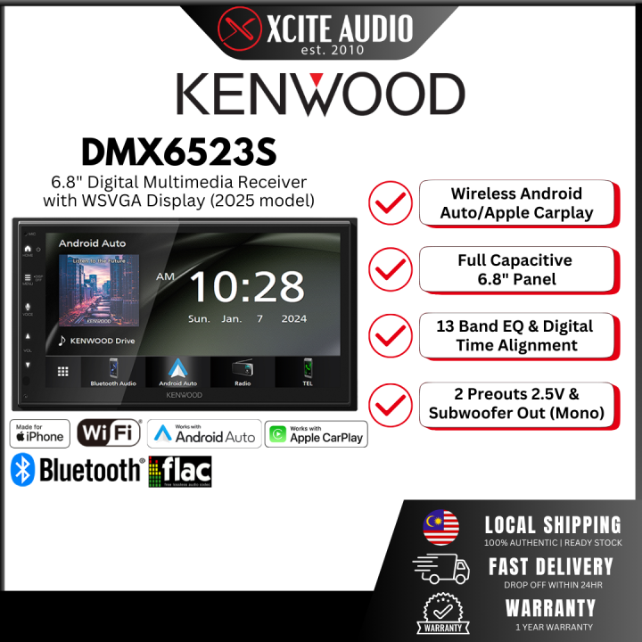Kenwood DMX7522S/DMX6523S 6.8" Display Digital Media Receiver with Wireless CarPlay, Android ...