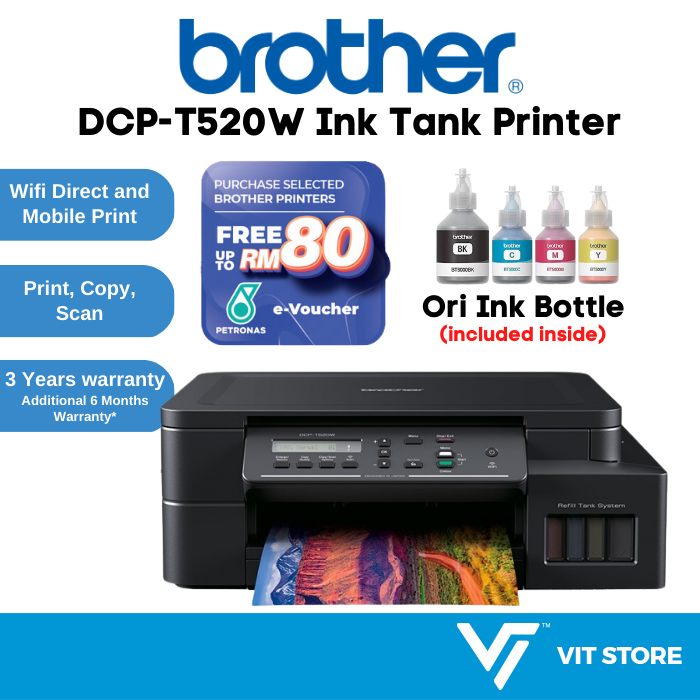 Brother T420W T520W WiFi Colour Inkjet Refill Ink Tank Printer 3-in-1 ...