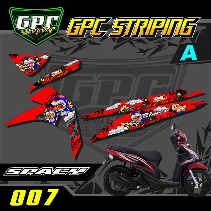 Sticker Striping Variasi List Honda SPACY Desain DORAEMON ZOMBIE-007 ...