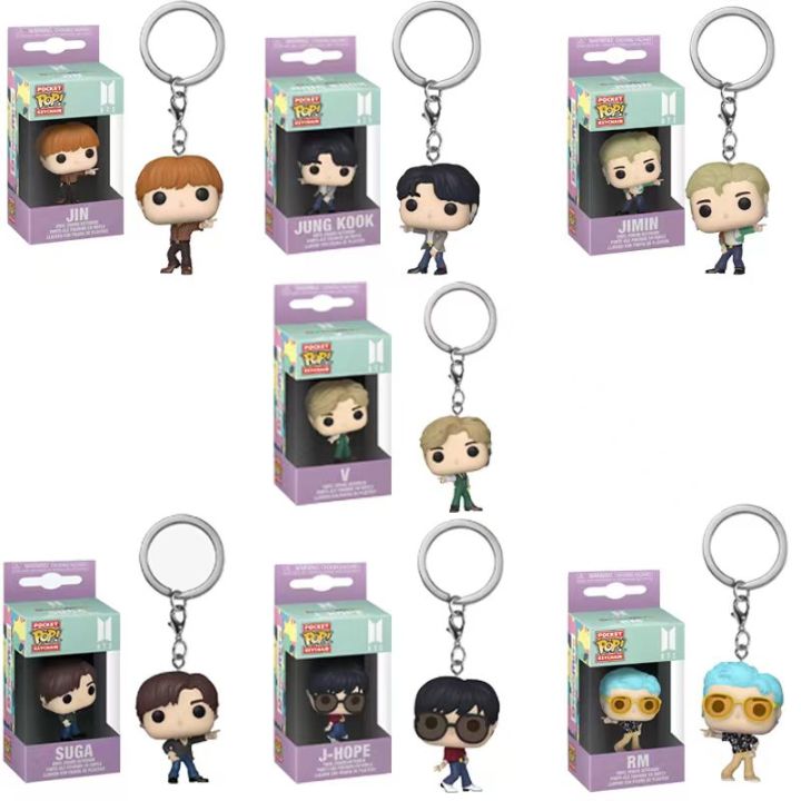 Original Funko POP BT21 Keychain PVC RM JIMIN J-HOPE BTS Model Doll Action Figure Collections ...
