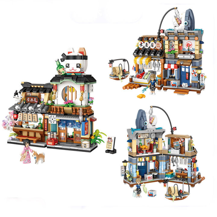 LOZ Building Blocks City View Scene Coffee Shop Retail StoreJapanese Snack Bar Architectures ...