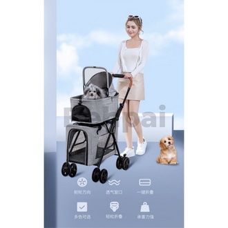 Bello Double deck Two Level pet stroller for dog & cat with removable ...