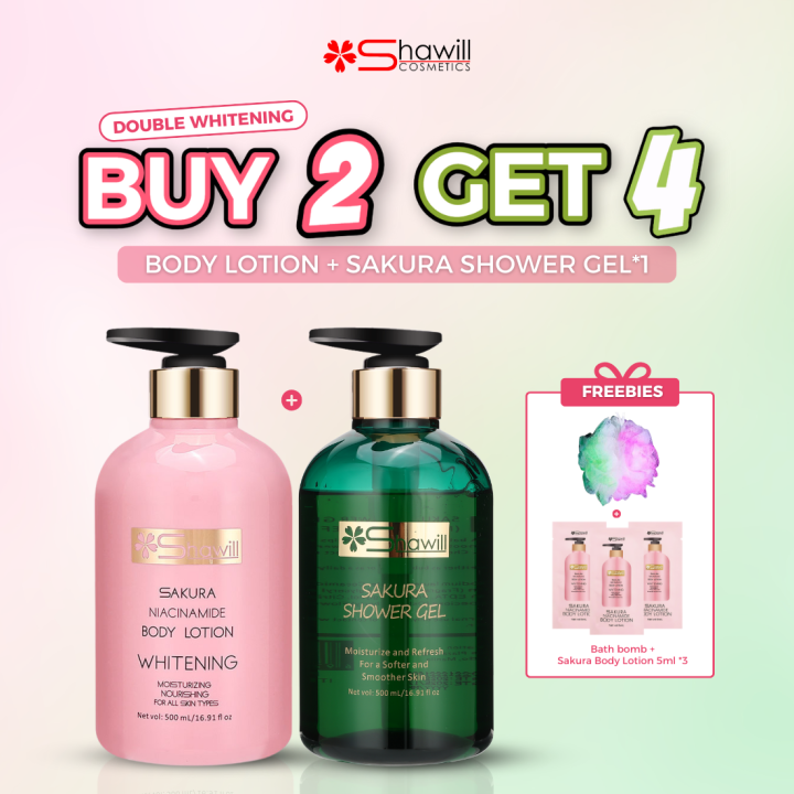 Shawill Sakura Niacinamide Body Lotion and Shower gel Whole Body Whitening Deep Moisturizing ...