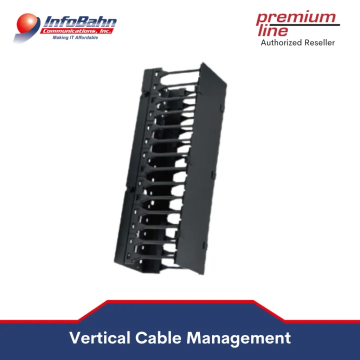 Premium Line Vertical Cable Management , Height 14U, with cover, 3pcs ...