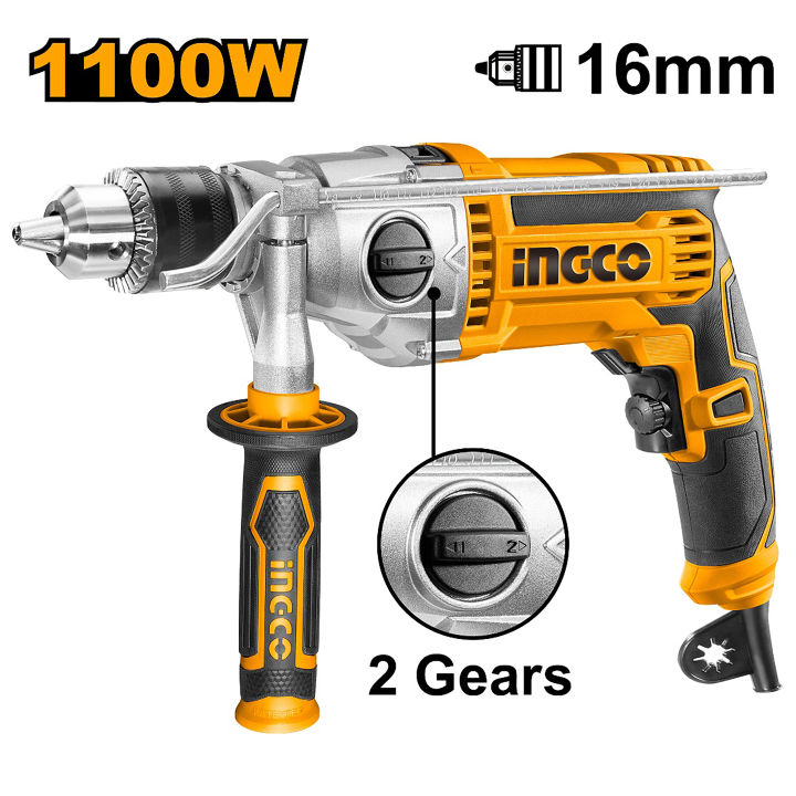 INGCO Industrial Grade Impact Drill 1100W | 13mm with Variable Speed and Hammer Function •OSOS ...