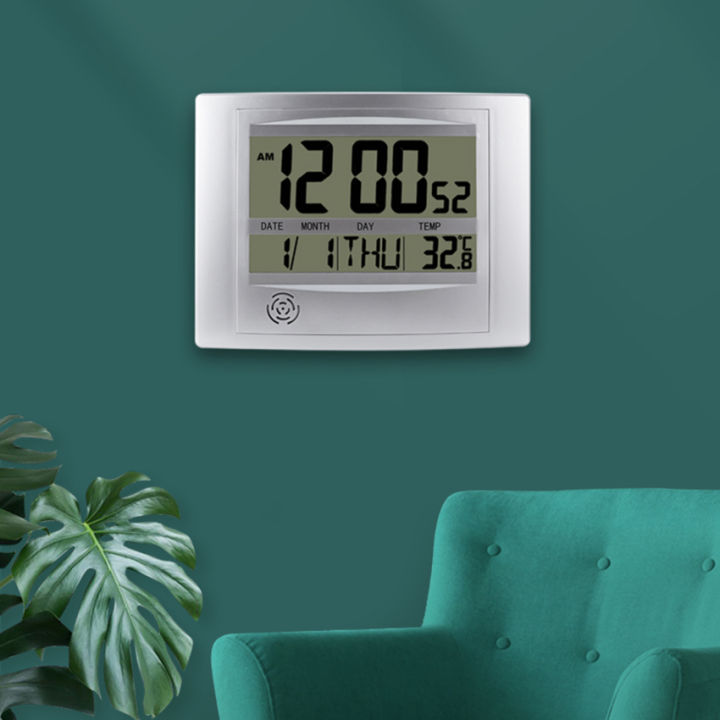 Digital Wall Clock Atomic Desk Alarm Large Display Battery Operated ...