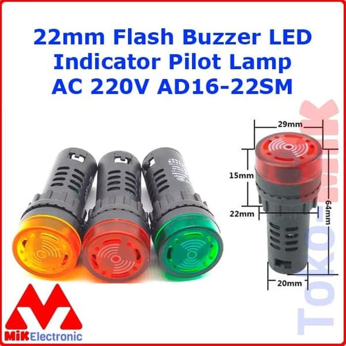 AD16-22SM FLASH BUZZER 12V DC-AC LED LIGHT PILOT LAMP ALARM SIGNAL | Lazada Indonesia