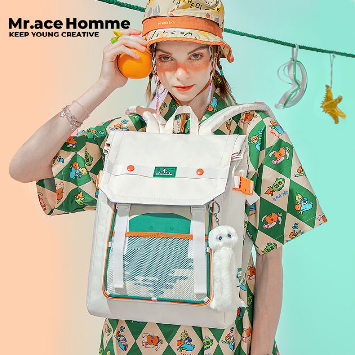 กระเป๋าเป้สะพายหลังเกาะผจญภัย Mr.ace Homme นักเรียนผู้หญิง Ins มัธยมต้นกระเป๋านักเรียนมัธยมปลาย ...