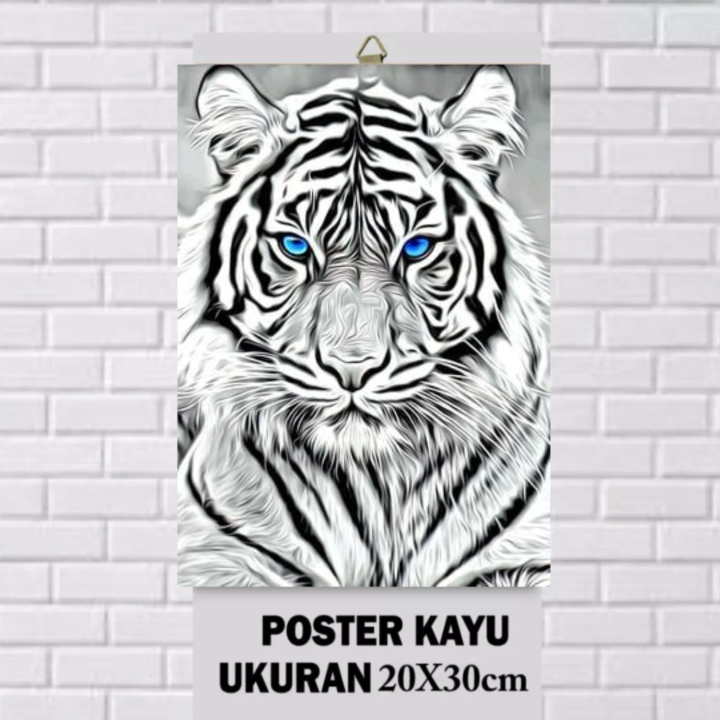 POSTER KAYU MACAN PUTIH/POSTER PAPAN MDF/POSTER KAYU 20X30/HIASAN ...