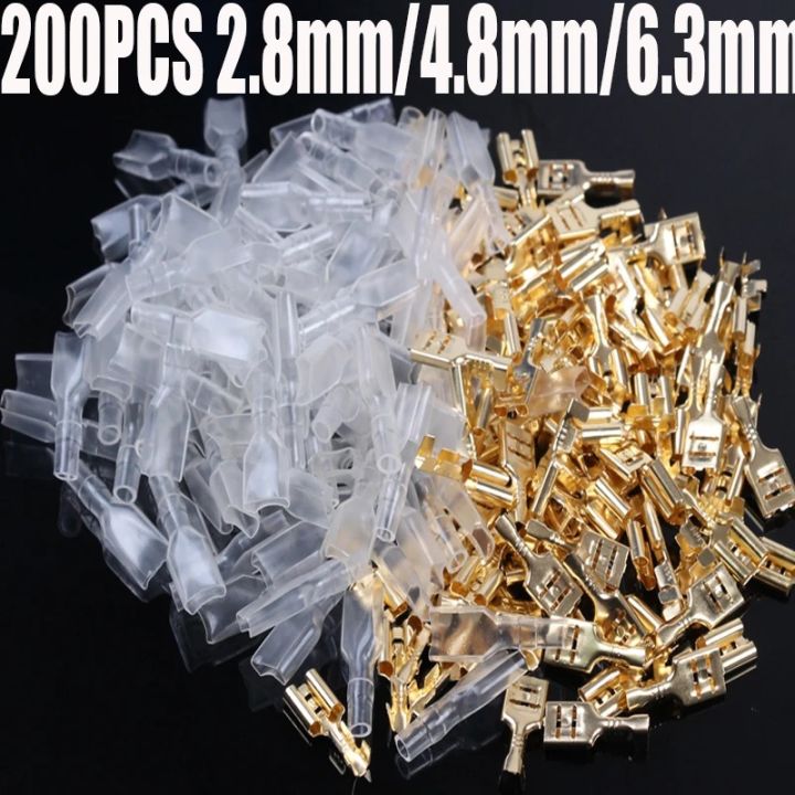 200Pcs 2.8/4.8/6.3mm Plug Spring Female Spade Cold Crimp Terminals ...