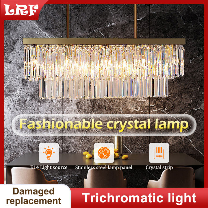 Three Color Crystal Chandelier Rectangular Light Luxury Modern Ceiling ...