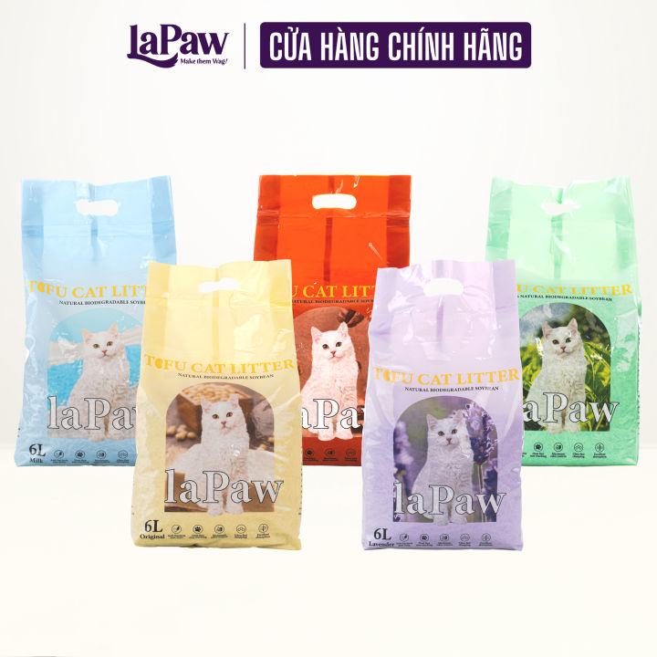 laPaw Cát mèo đậu nành tofu vón cục nhanh, siêu khử mùi, không bụi và ...