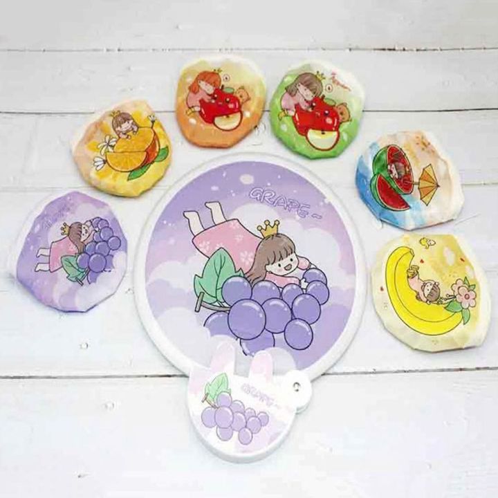 TSEVD Collapsible Cool Summer Hand Fan Round Kawaii Cartoon Folding Fan ...