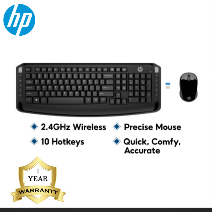HP 300 Wireless Keyboard and Mouse Combo - Battery Included , 1 YEAR HP ...