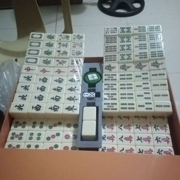 mahjong majong set standard size ivory w number blue or green | Lazada PH