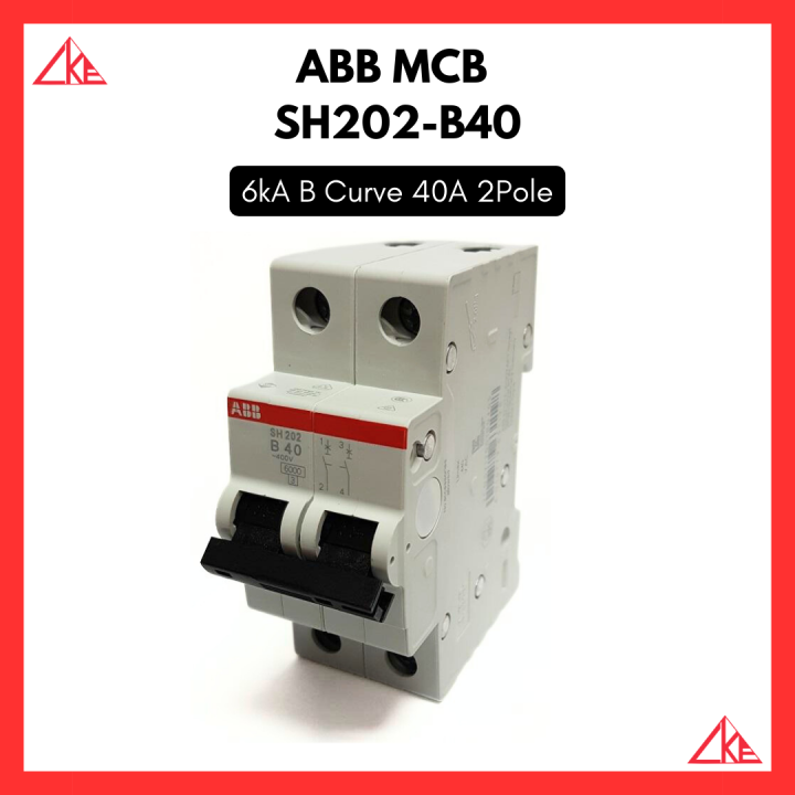 ABB MCB SH202-B40 6kA B Curve 40A 2Pole Miniature Circuit Breaker | Lazada Singapore