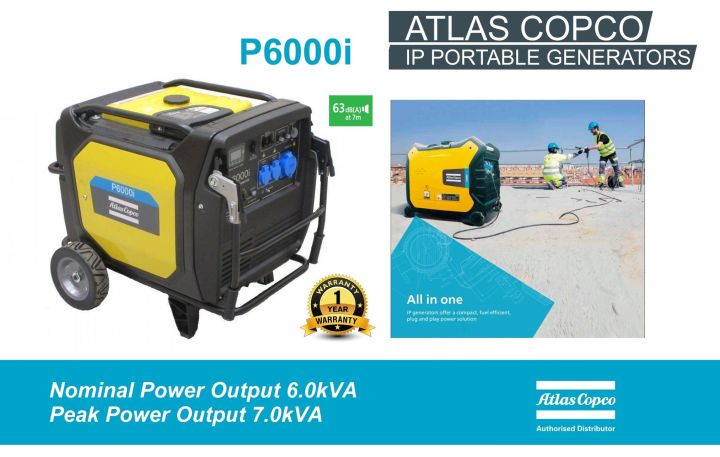 Atlas Copco 230V 6.0kVA Inverter Silent Portable Generator | Lazada