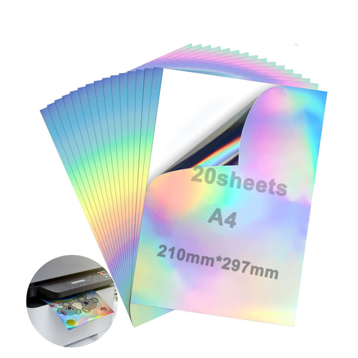 20sheets A4 Holographic Sticker Paper for Inkjet and Laser Printers A4 ...