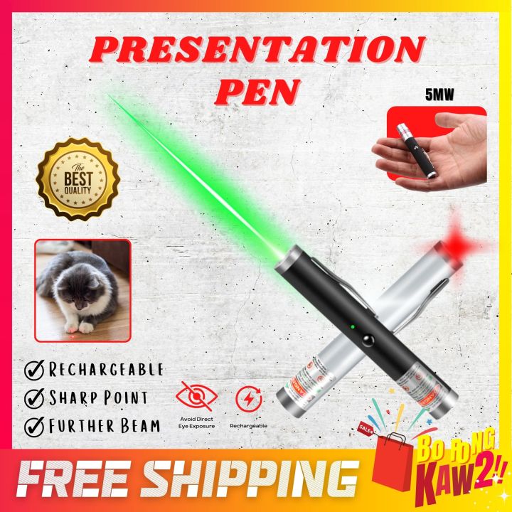 USB Rechargeable J201 5mw Presentation Pen Pointer Green Red Light Beam ...